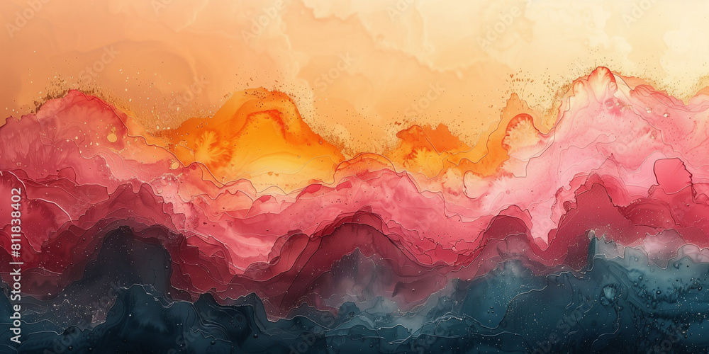 Red, pink, orange warm colors paints abstract background concept poster ...