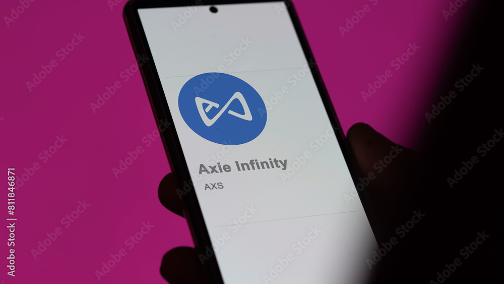 Close up on logo of (AXS) Axie Infinity on the screen of an exchange ... Close up on logo of (AXS) Axie Infinity on the screen of an exchange ...
