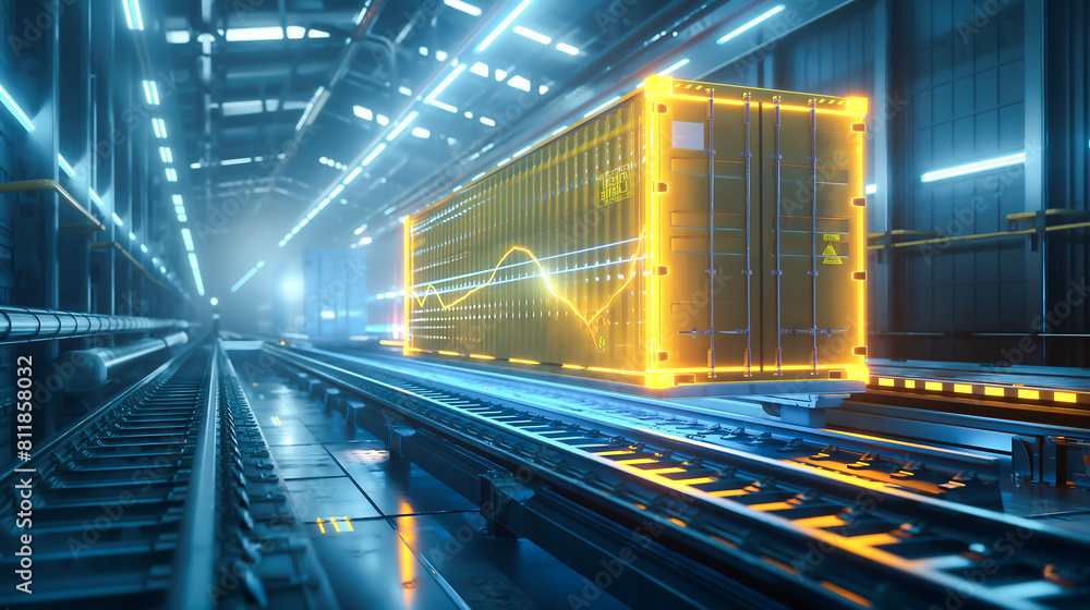 Futuristic international logistic system, High-tech cargo or container ...