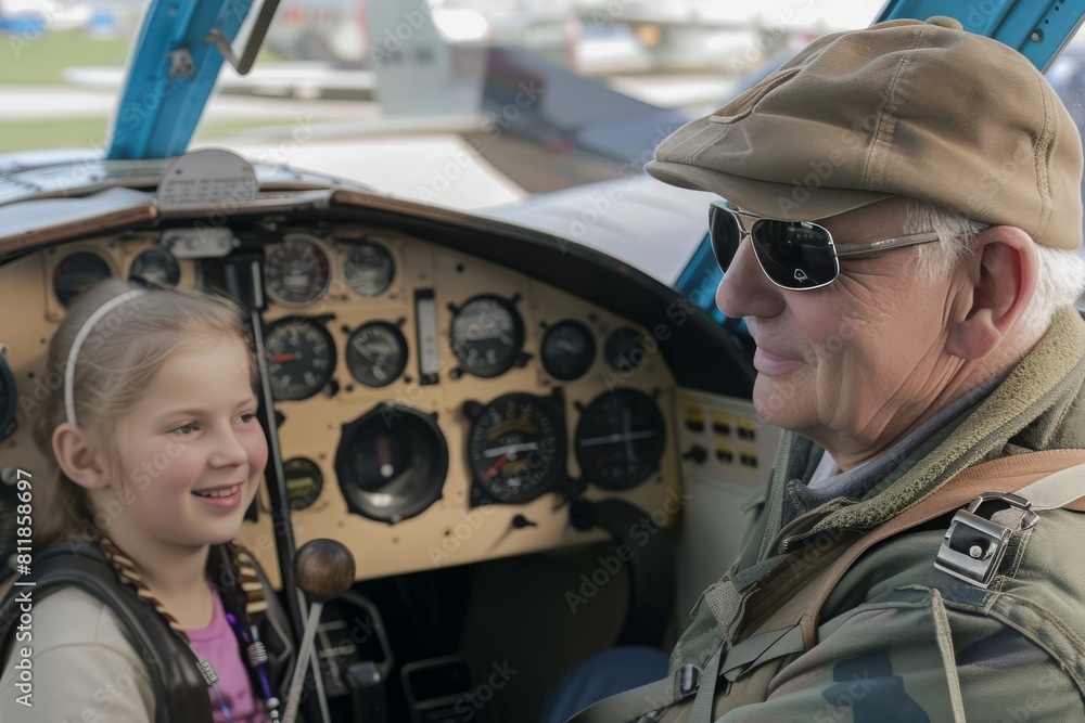 Father and his daughter preparing for flight Father pilot and his ...