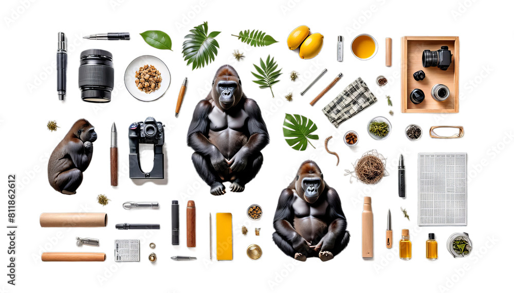 sitting white background transparent gorilla monkey ape animal lowland ...