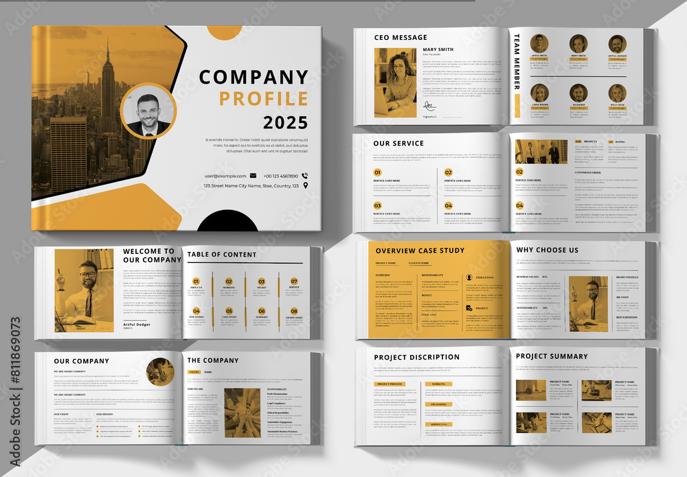 Company Profile Layout Landscape Stock Template | Adobe Stock