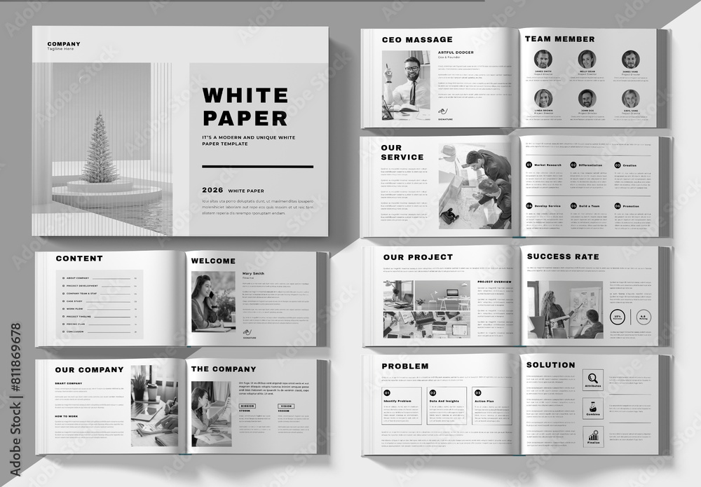 White Paper Template Layout Landscape Stock Template | Adobe Stock