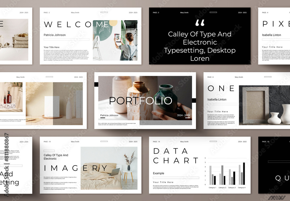 Interior Portfolio Presentation Layout Stock Template | Adobe Stock