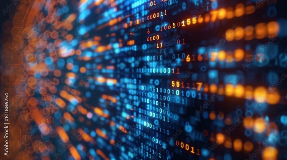 A Futuristic Backdrop Featuring Binary Code Patterns And Machine Learning Algorithms In Action