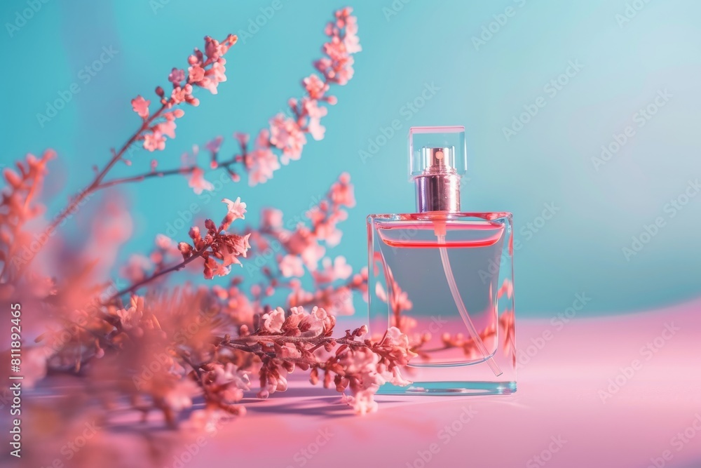 This high-end perfume spray against a black background captures the ...