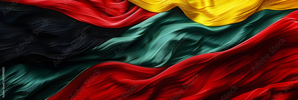 Black History Month banner, vibrant textile texture, red yellow green ...