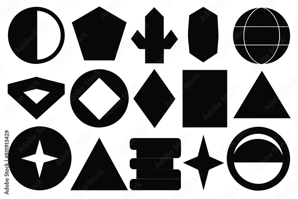 Set of graphic geometric assets with a bitmap elements. Vector modern ...