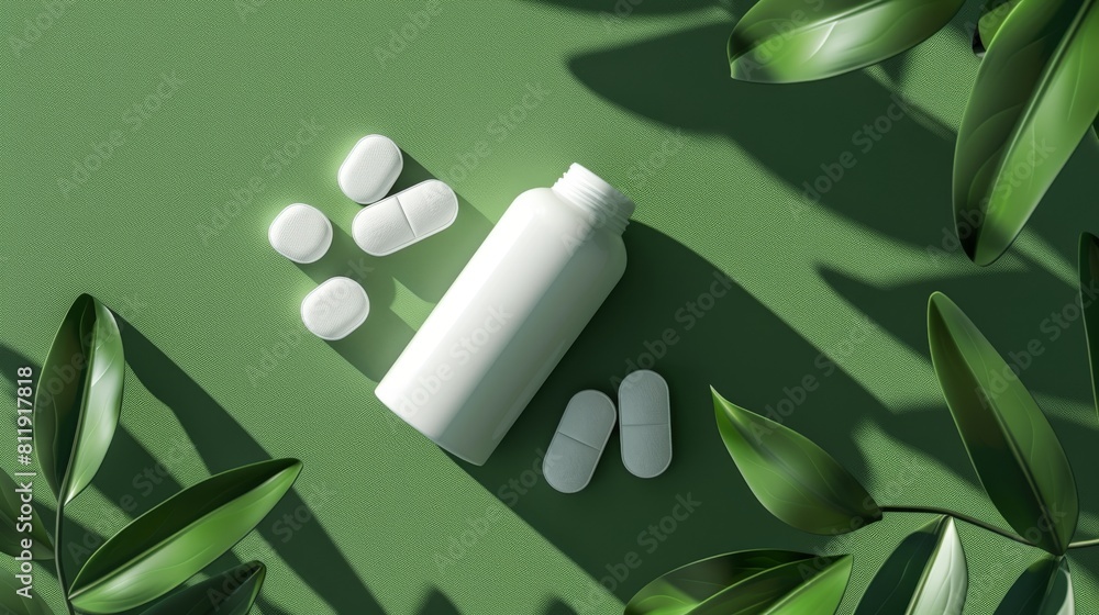 Here is a clear photo of a mockup for a new drug giving a realistic ...