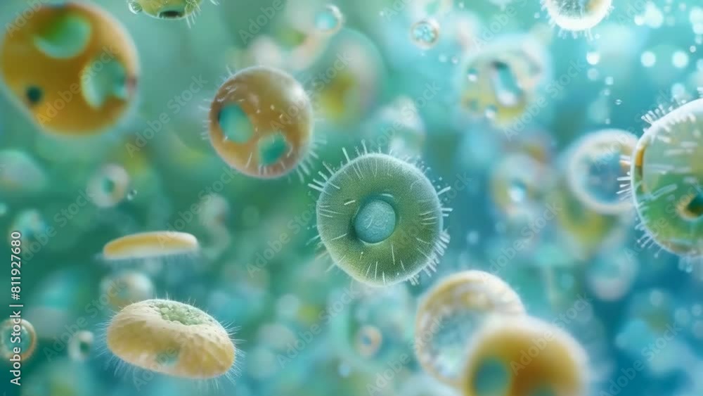 Dive into a microscopic journey where cells and microorganisms swirl ...