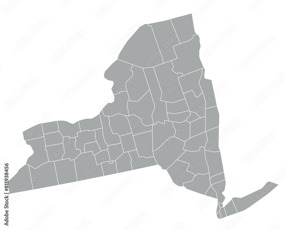 Map of the US states with districts. Map of the U.S. state of New York ...