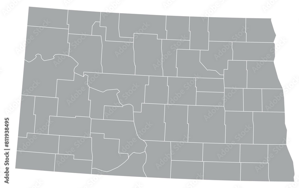 Map of the US states with districts. Map of the U.S. state of North ...