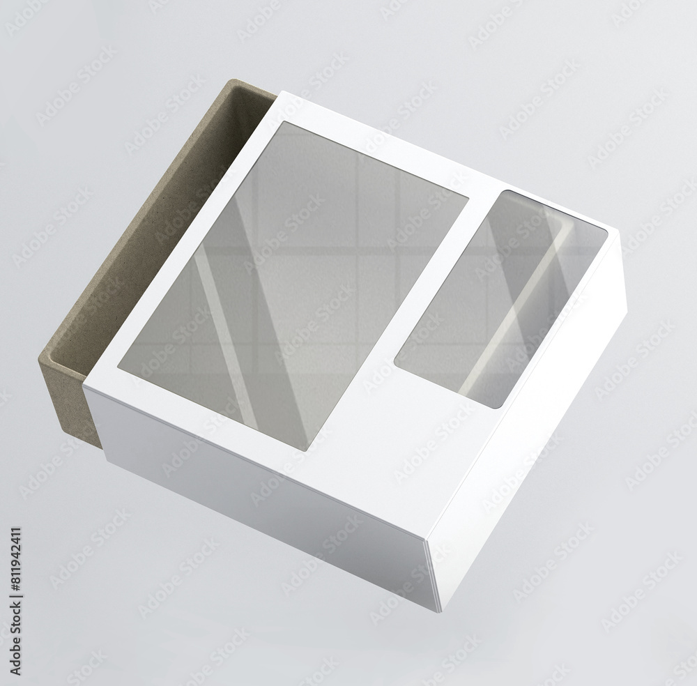 white paper Box with Transparent Window, WINDOW BOX, Mock Up, Template ...