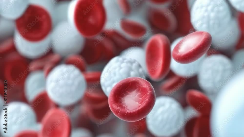 Vidéo Stock Red blood cells flowing through a vessel, depicted with ...