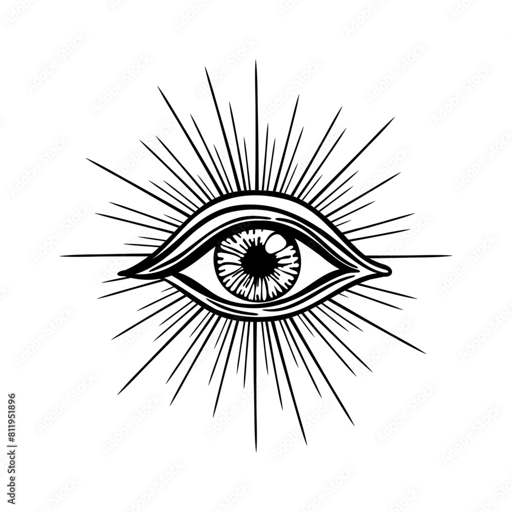 Blackwork tattoo flash. Eye of Providence. Masonic symbol. All seeing ...