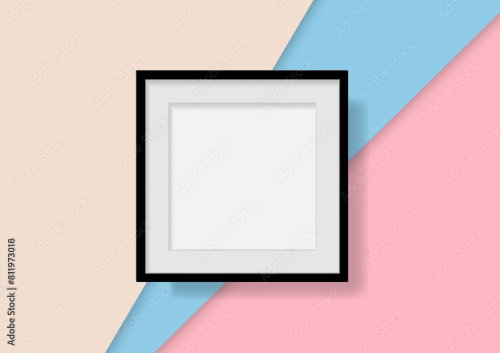 Mockup of a Black blank frame. Minimal composition with empty picture ...