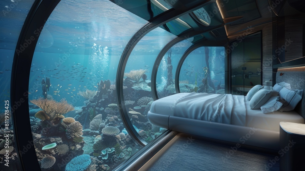 underwater hotel room with sleeping pods that offer breathtaking views ...