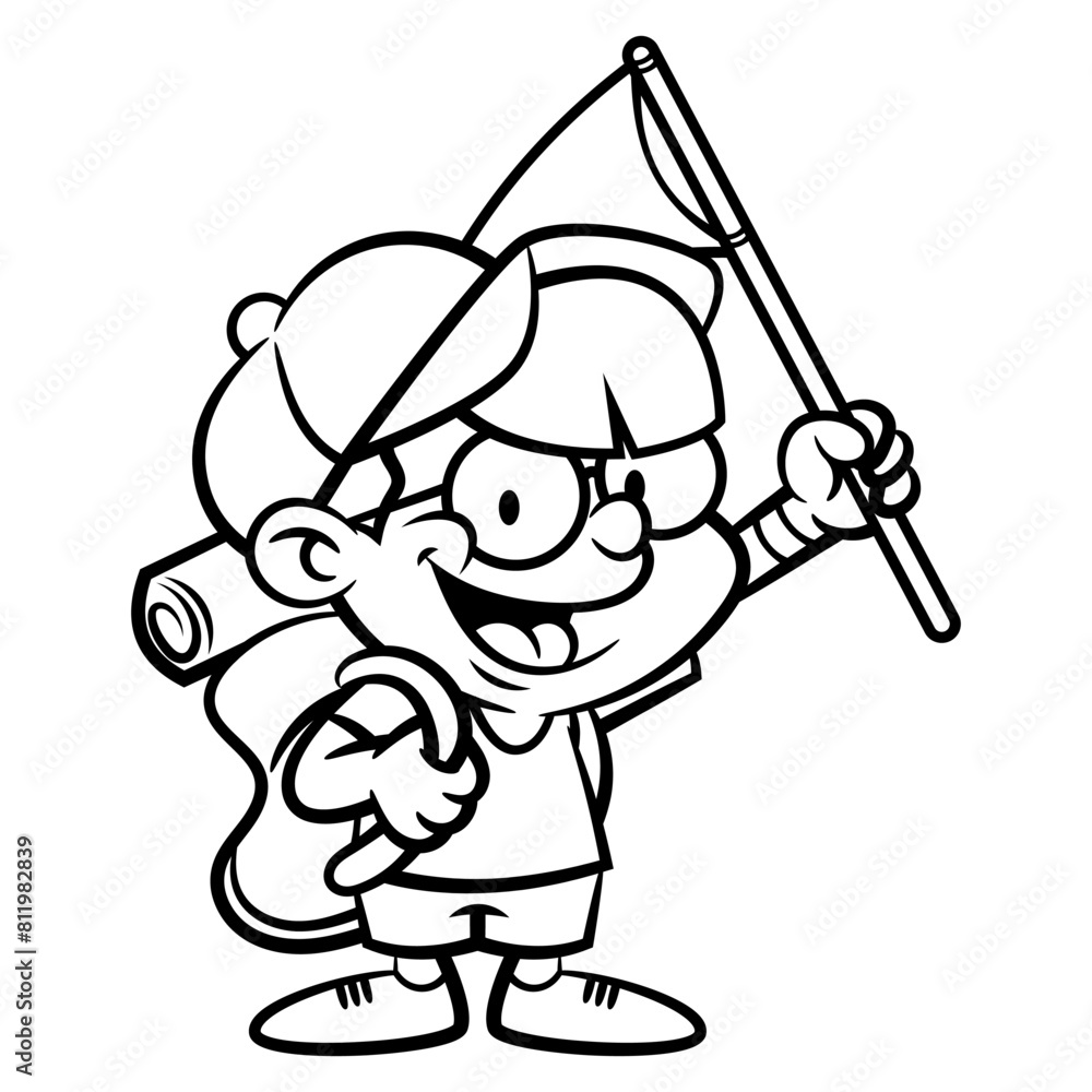 Boy Scout cartoon characters wearing eyeglasses, hat, t-shirt, and ...