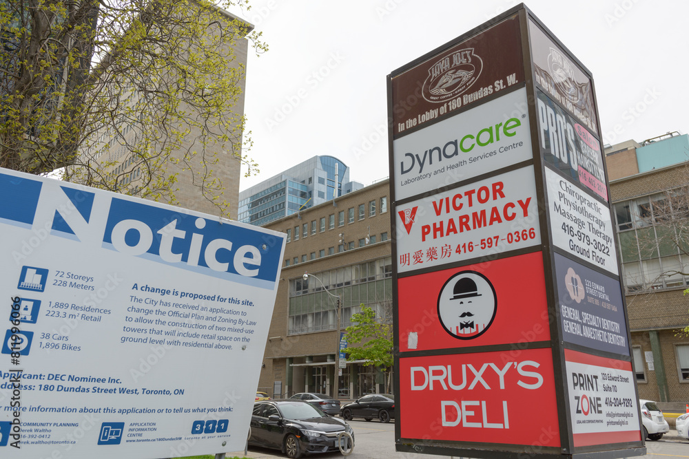 street kiosk sign with businesses located at 180 Dundas Street West and ...