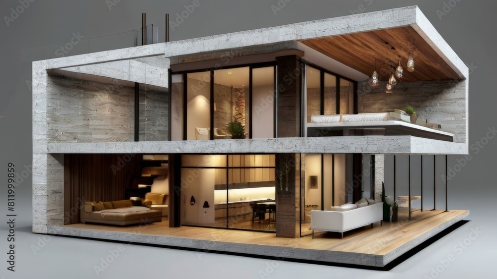 Interior Design Perspective Modern Home Cutaway Render Suitable for ...