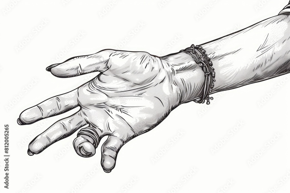 Detailed drawing of a hand with a chain around it. Perfect for ...