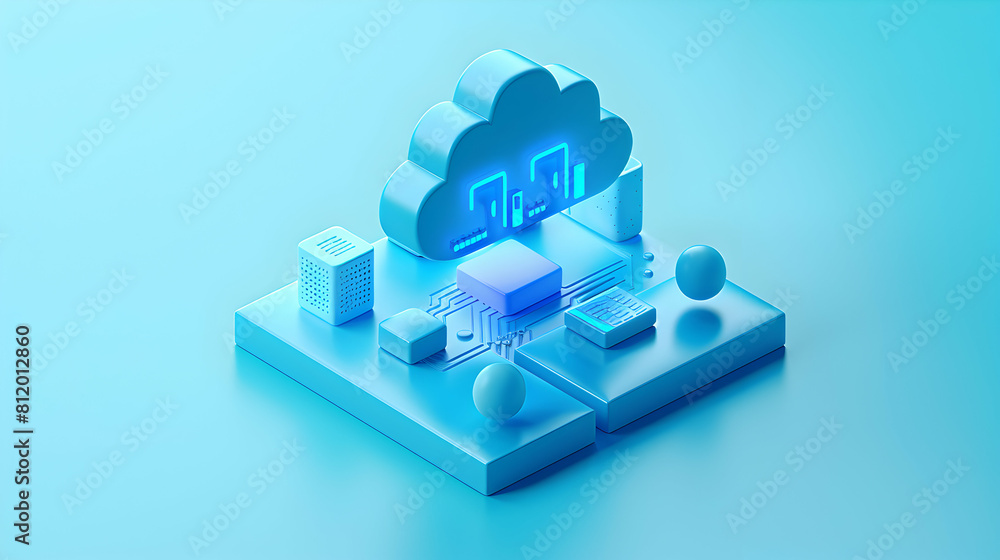 Cloud Based Remote Monitoring Solutions: Cute 3D Icon Illustration of ...