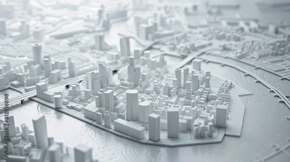 White Architectural Model of Urban Planning Stock Illustration | Adobe ...