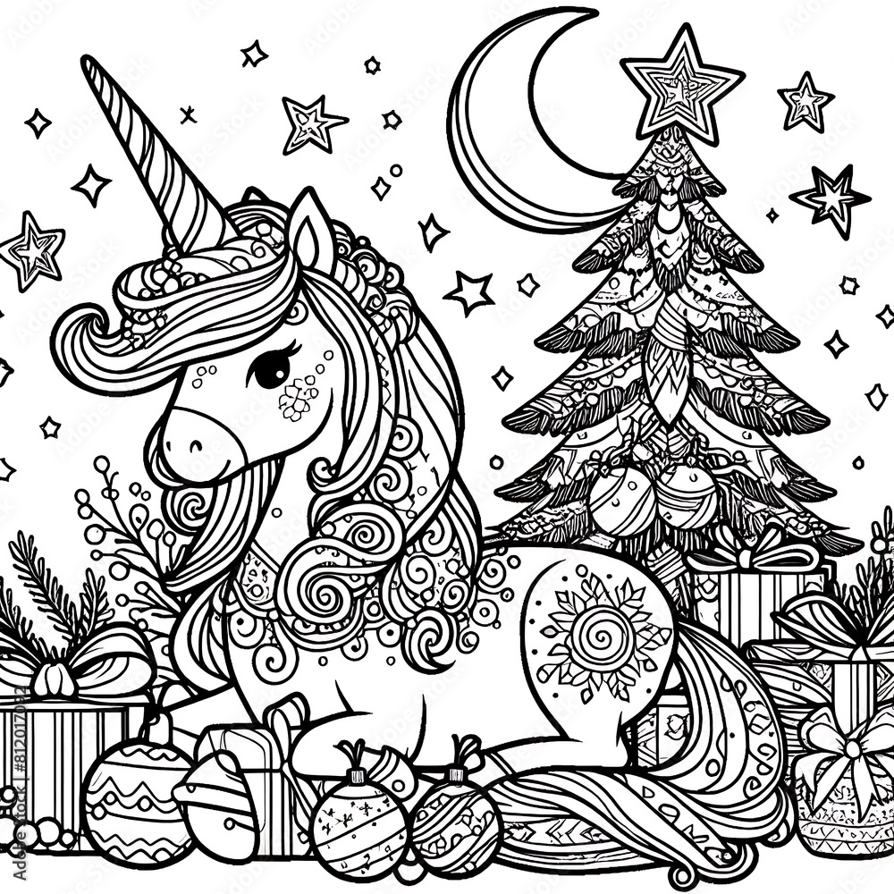 A coloring page of a unicorn photos photo used for printing card design ...