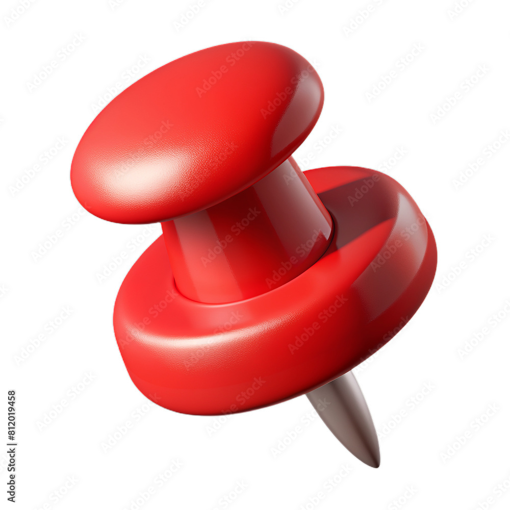 Red drawing pin isolated on white transparent background Stock Photo ...