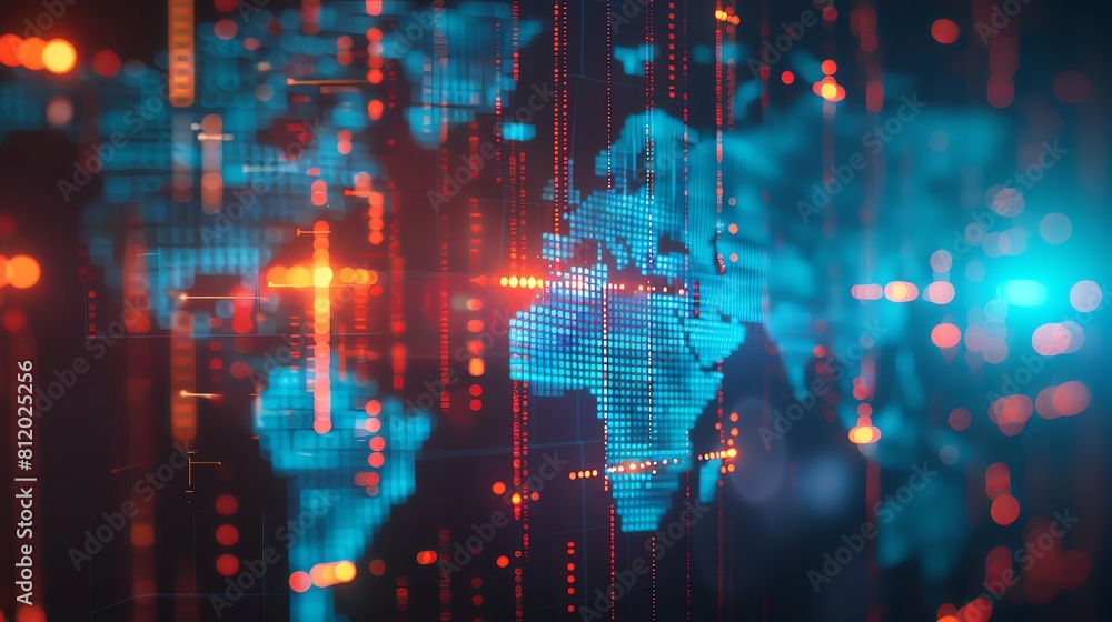 Abstract digital background with global financial market data and world ...