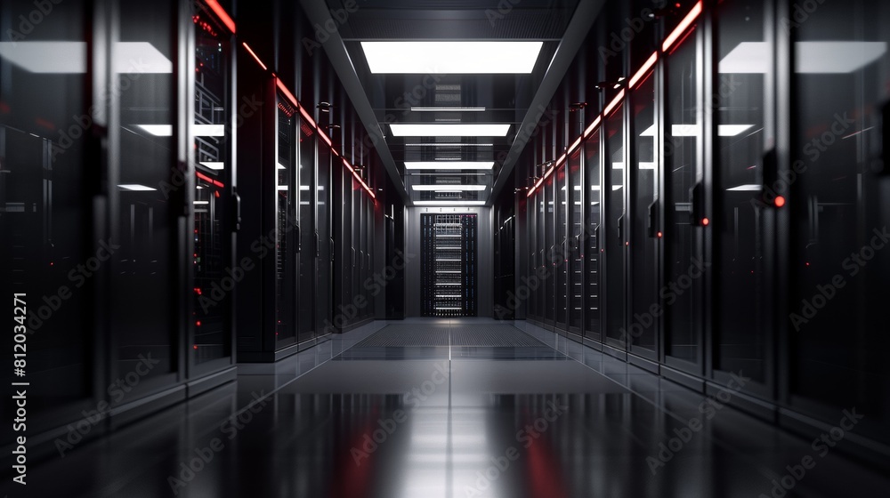 Network traffic visualized as blocky data packets traveling along ...