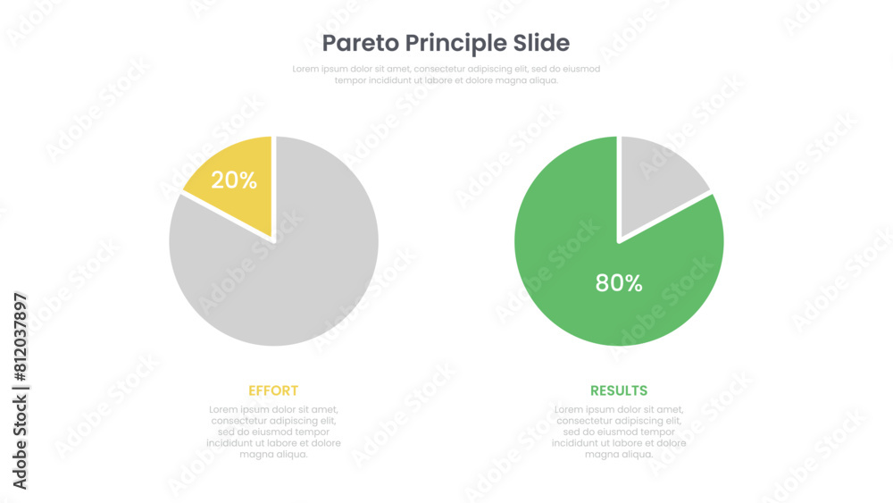 Pareto Principle pie chart concept. Infographic template design Stock ...