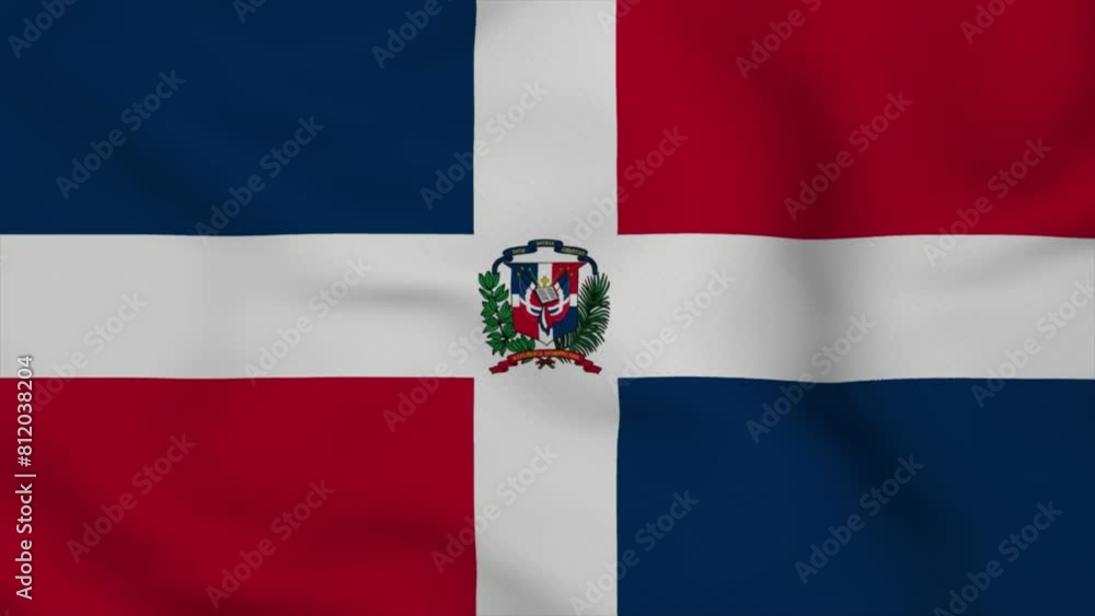 Dominican Republic flag waving in the wind. National flag of Dominican ...