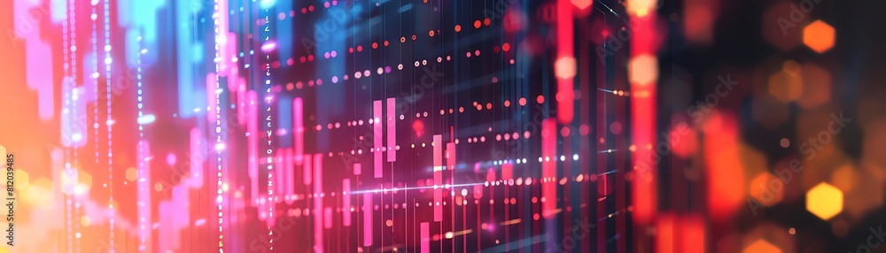 Close up of a stock market chart with bar graphs and pie charts in the ...