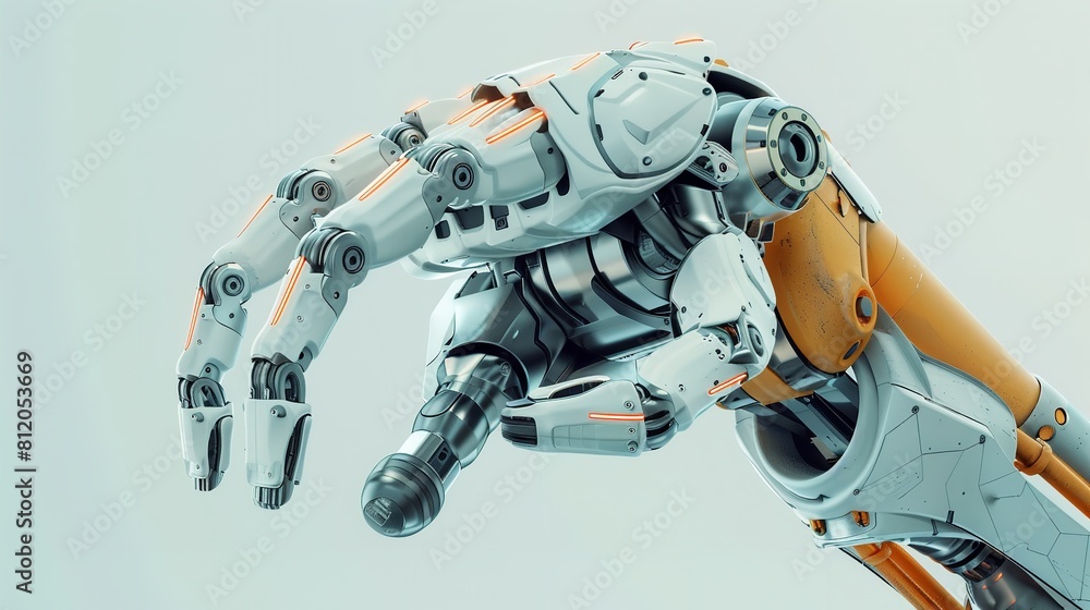 3D animated robotic arm on a white background. robotic hand ...