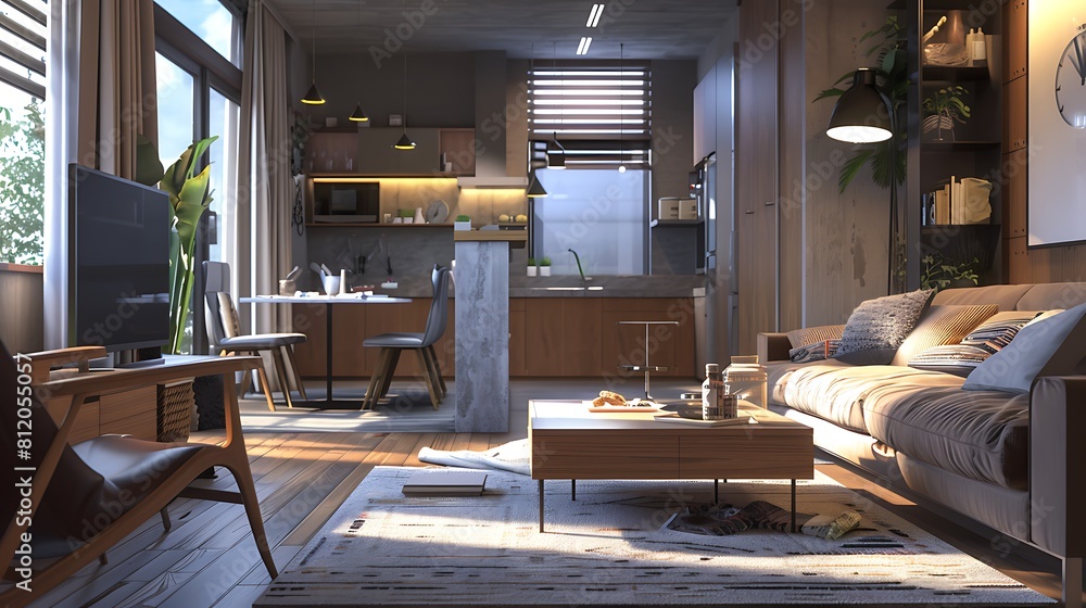 cozy and modern small apartment interior scene the scene was rendered ...