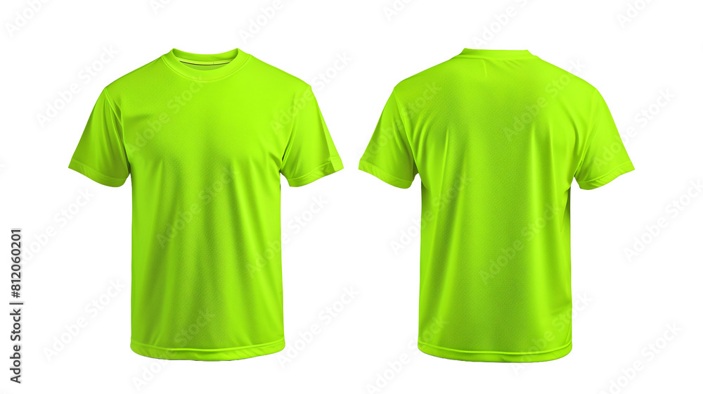Blank Jersey T Shirt color neon green template front and back view on ...