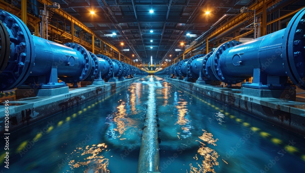 Illuminate the intricate network of pipes and valves within a water ...