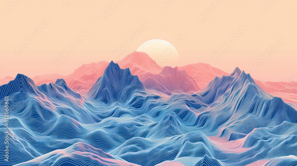 Mountain line art wallpaper. Luxury scenic background design ...