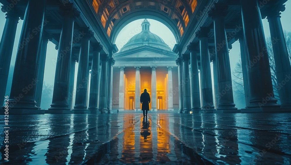 Showcase the timeless elegance of a classical monument or landmark ...