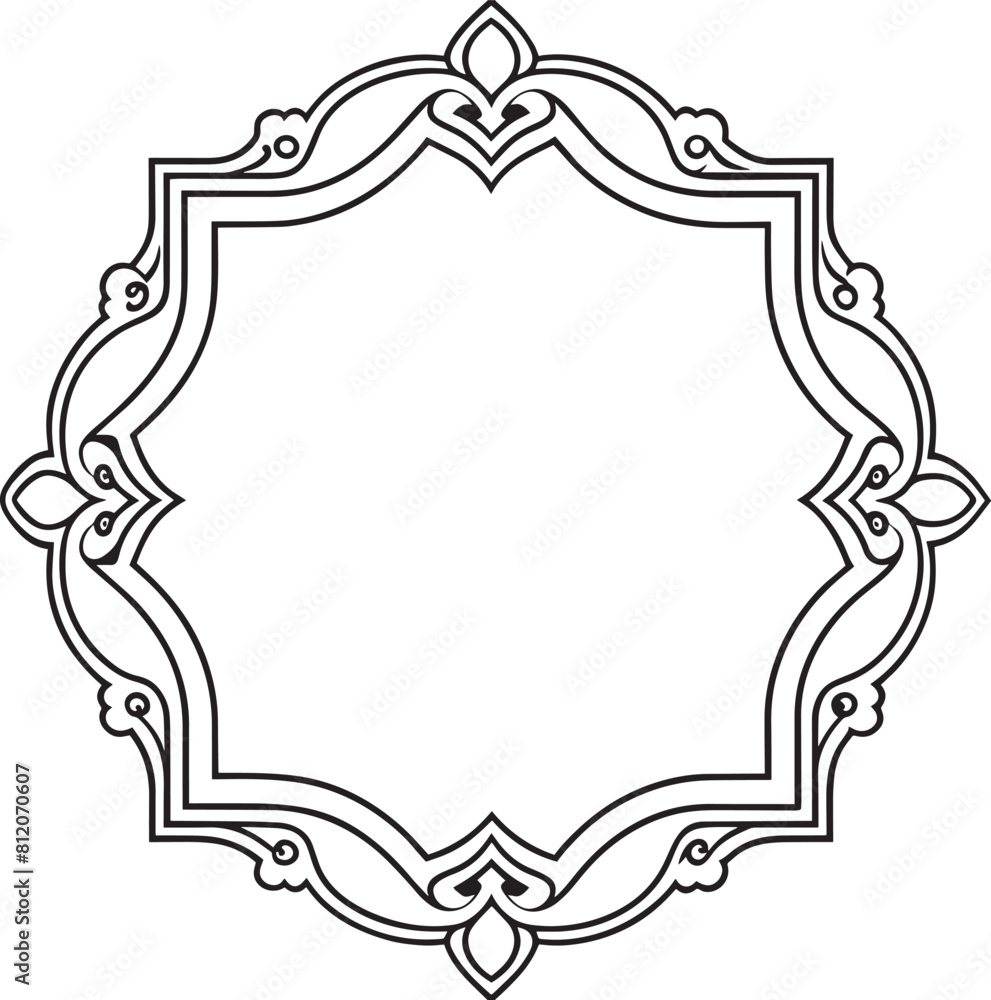 Oval border frame deco vector label simple line corner design. Stock ...
