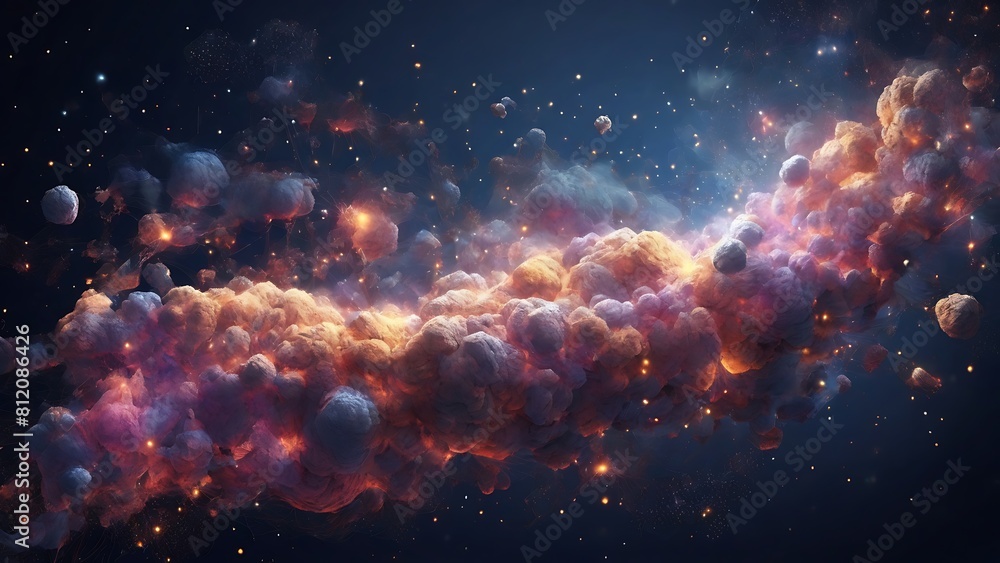 Illustrate the particle nebula where technology clouds give rise to new ...