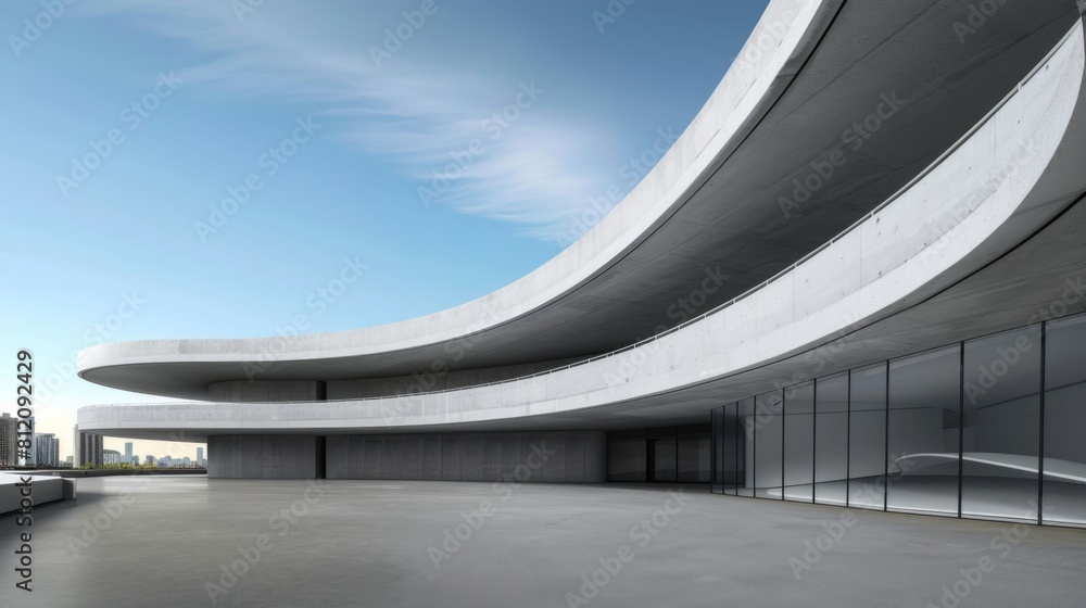 Curved roof building against clear blue sky Stock Photo | Adobe Stock