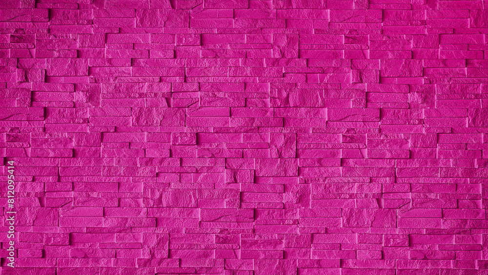 stone cladding wall made of regular bright pink bricks. abstract wall ...