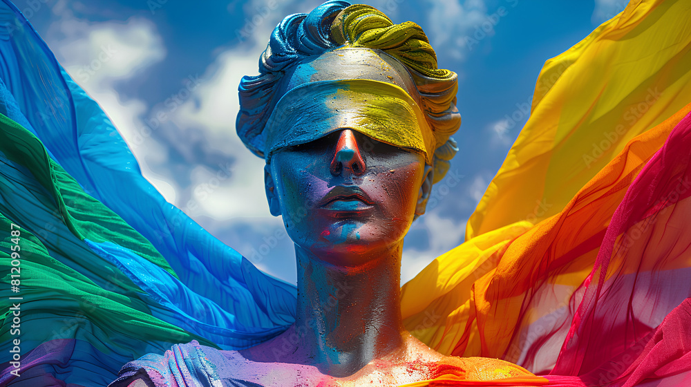 A spectrum of colors representing diversity flows into the blindfold of ...