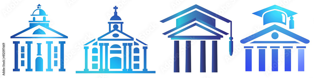 University clipart collection, symbol, logos, icons isolated on ...