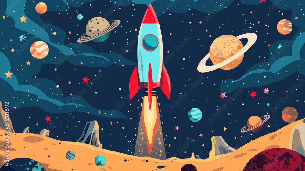 An exciting collection of space themed clipart featuring rockets UFOs ...