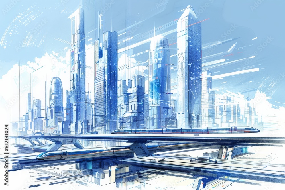 architectural sketches for a skyscraper that doubles as a vertical ...