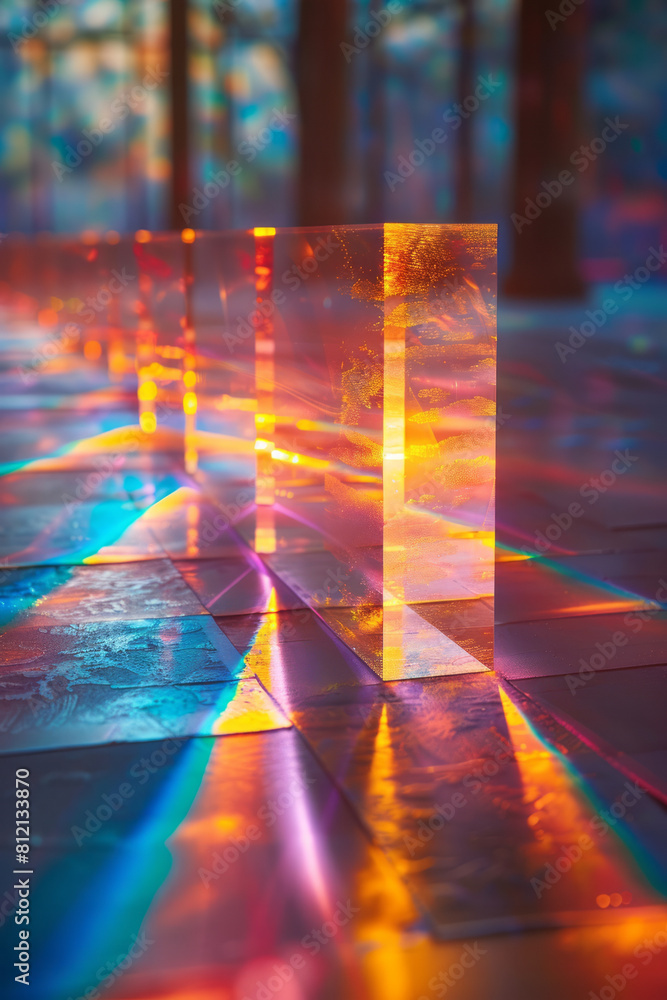 Visualization of an optical lens bending light beams, showing the ...