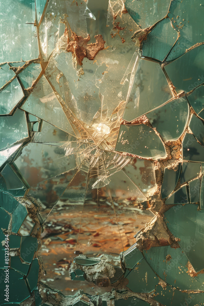 Abstract art showing a fragmented mirror, each piece reflecting ...